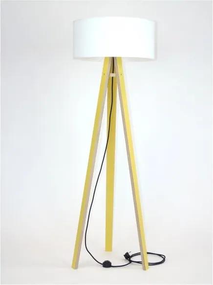 Žlutá stojací lampa s bílým stínítkem a černým kabelem Ragaba Wanda