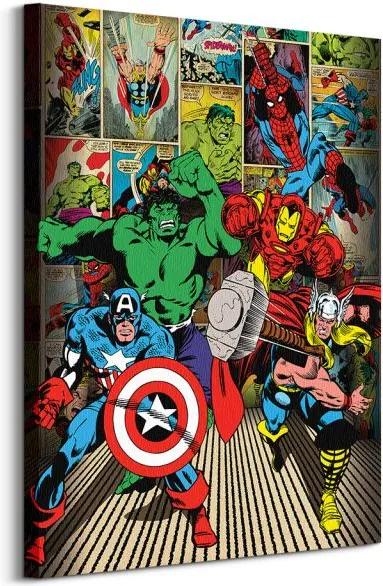 Obraz na plátně Marvel Comics Here Come The Heroes 60x80cm WDC90821