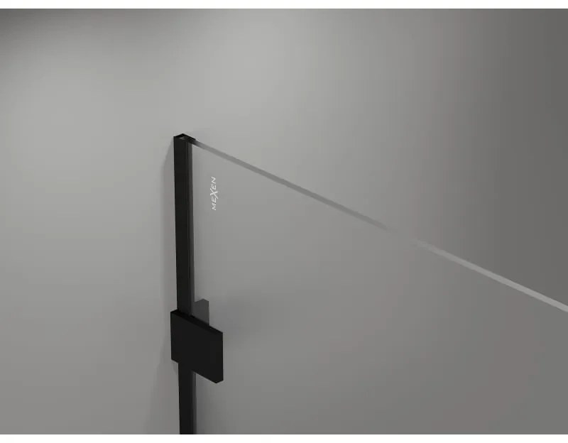 Mexen Lunar sprchová stěna pravá 140 x 200 cm, 8mm čiré sklo, černá matná, 830-140-000-70-00-P