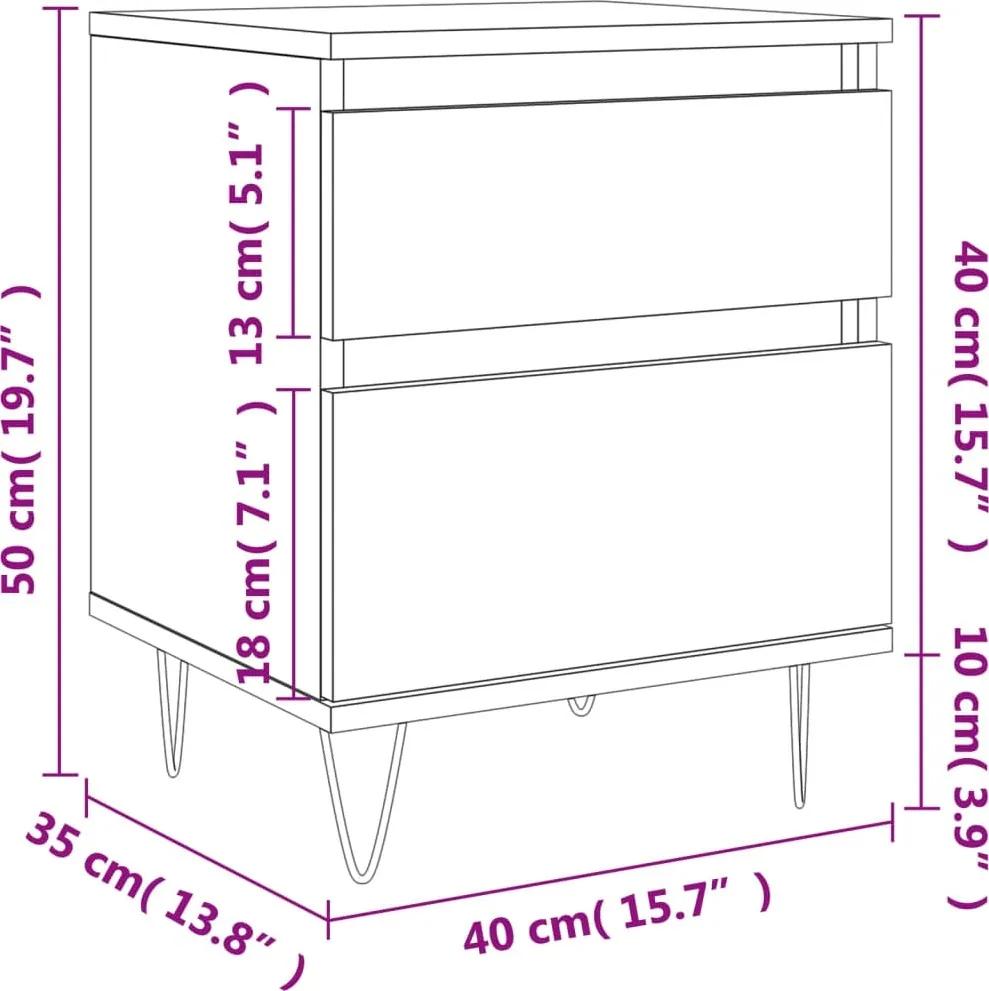 vidaXL Noční stolek 40x35x50 cm kompozitní dřevo [830682] Barva: kouřový dub