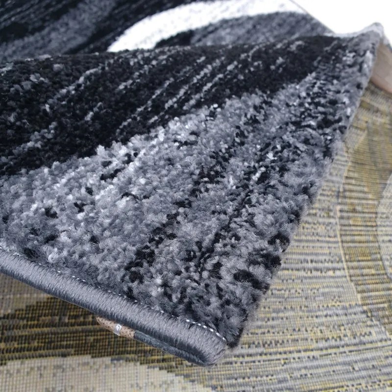 Spoltex, Kusový koberec Florida New 308-72 grey/black, 80x150, šedá, chodba / předsíň