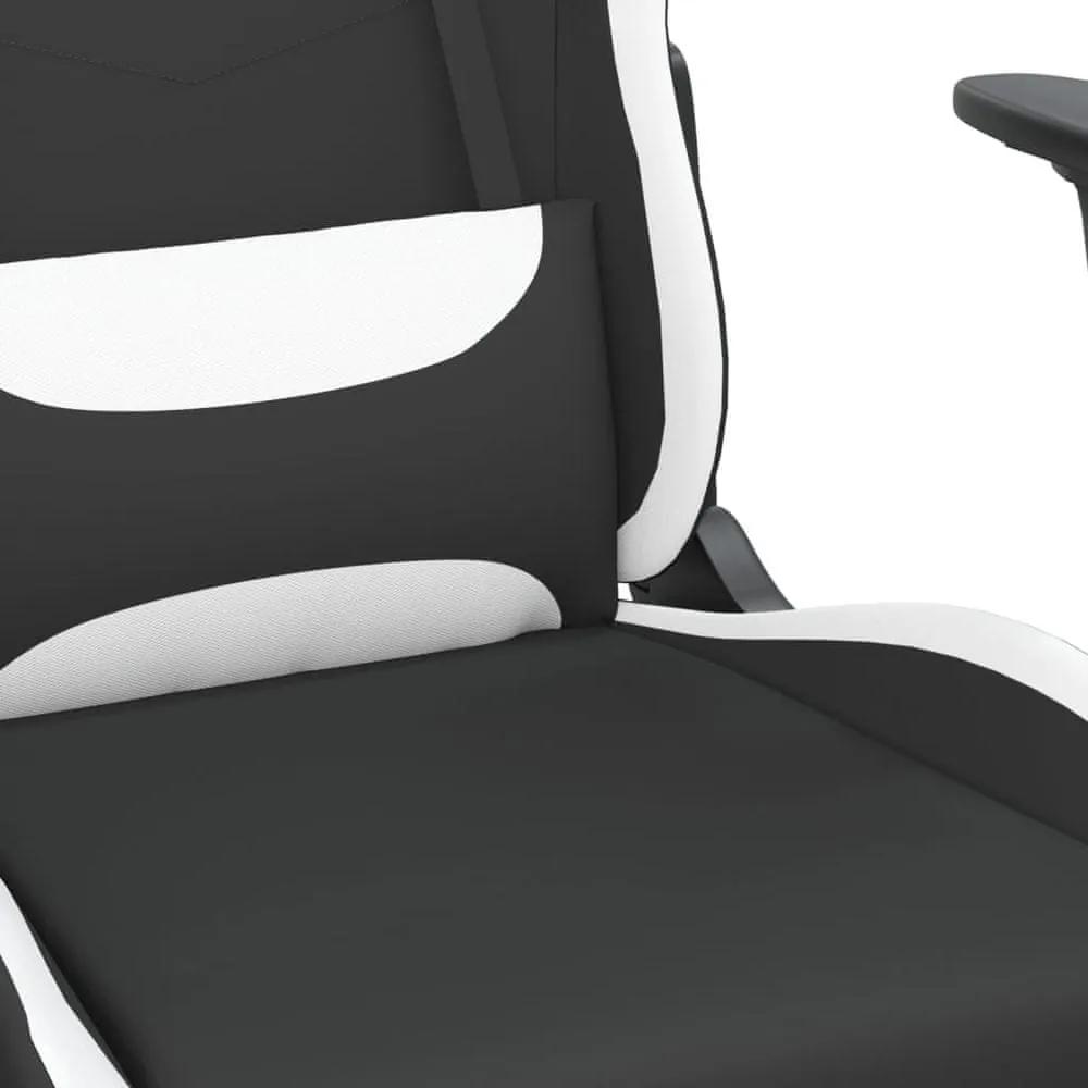 Petromila Herní židle s podnožkou černá a bílá textil