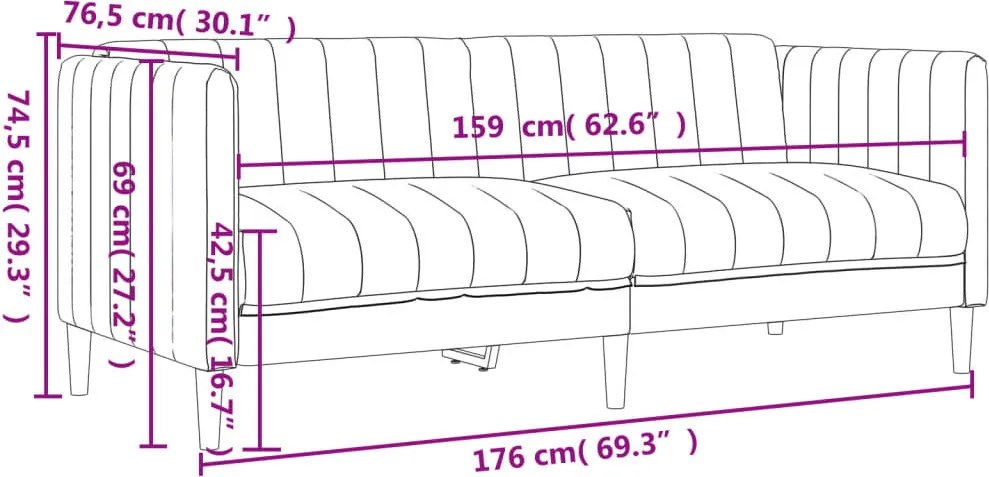 vidaXL Pohovka 2místná textil [372605] Barva: Modrá