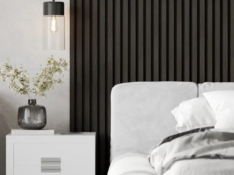 Mexen Lam-F, akustické stěnové lamely 275 × 30 cm, plstěný podklad 8 mm, technická dýha, ořech stříbřitý, S105-275307-3015-009