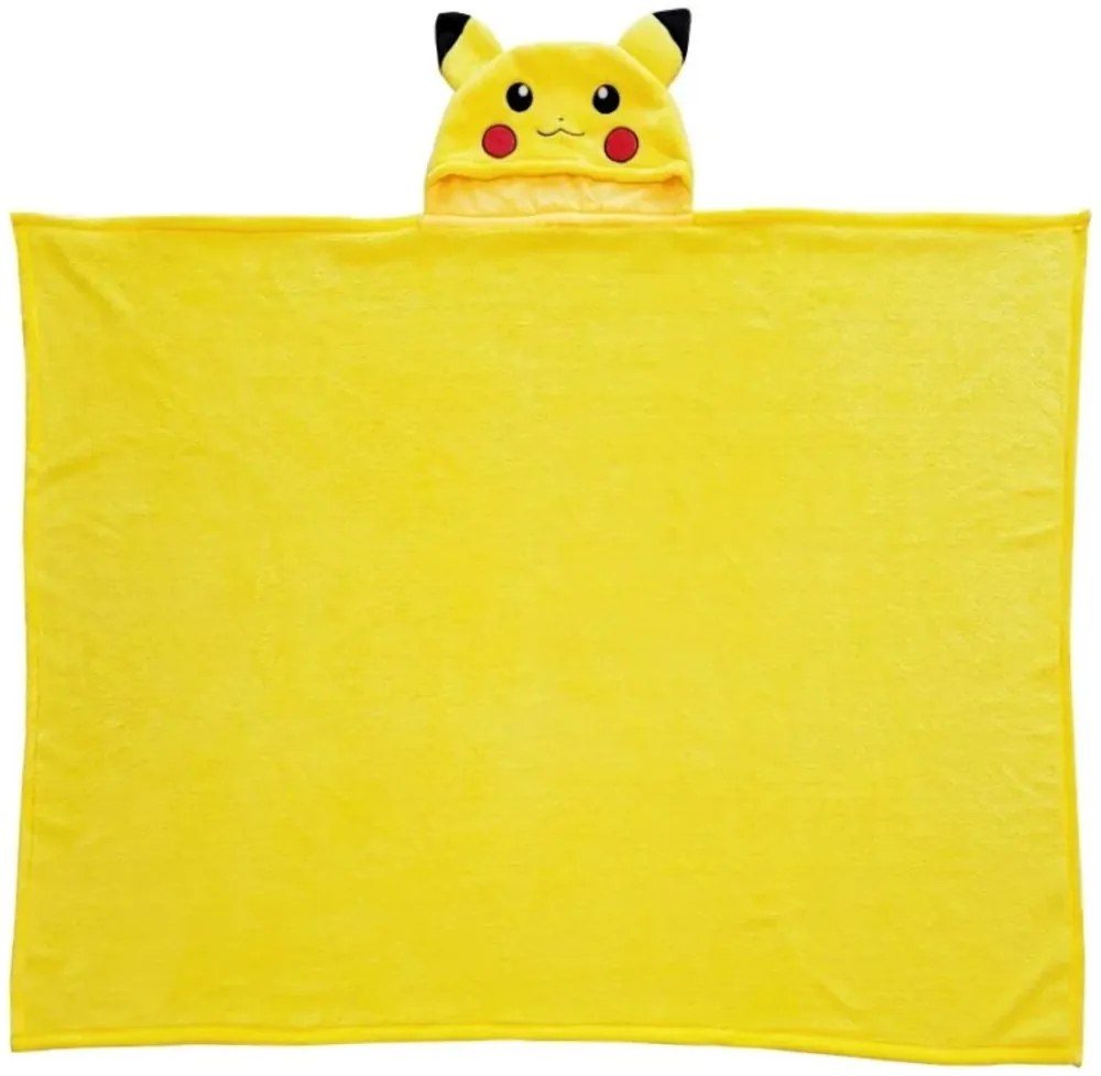 Coral fleece deka s kapucí Pokémon Pikachu - 120 x 150 cm