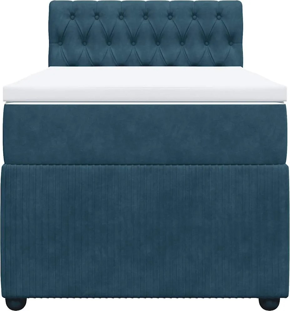 Box spring postel s matrací modrá 90 x 190 cm samet 3287624