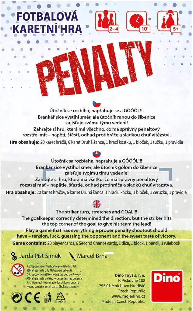 DINO Hra Penalty cestovní fotbalová karetní *SPOLEČENSKÉ HRY* dn622579