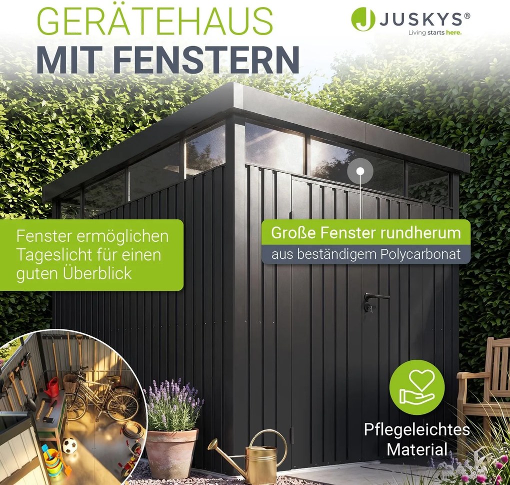 Juskys Kovový zahradní domek Luzern Barva: antracitová, Velikost: 5,2 m²
