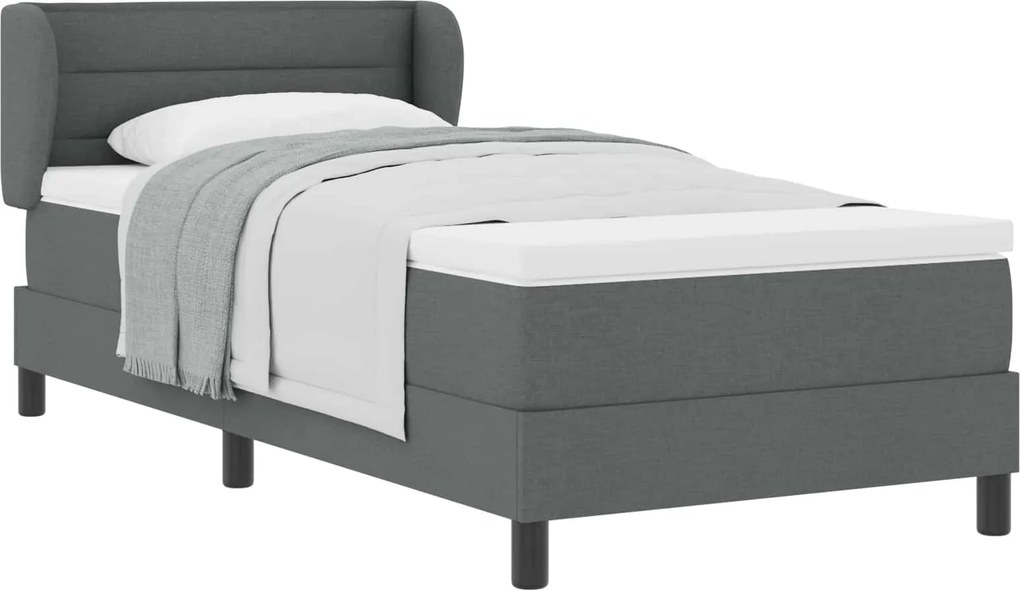 Postel s boxspringem s čelo Tmavě šedá 80 x 200 cm textil 3339927