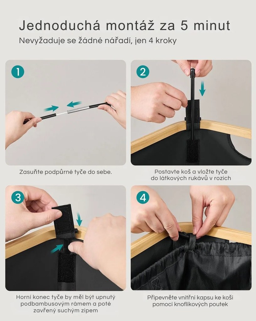 Třídicí koš na lahve a plechovky ECOVIA, 100l, černá/béžová SongmicsHome