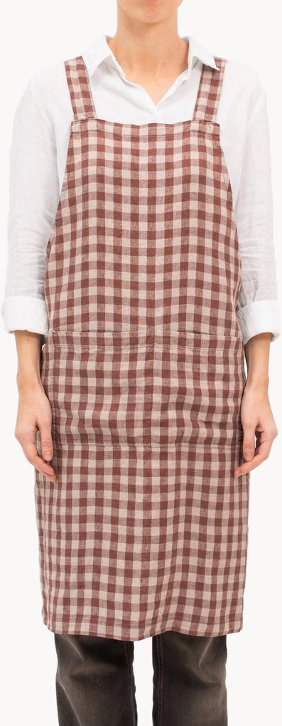 Lněná zástěra Chocolate Gingham
