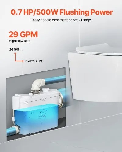 Čerpadlo macerátoru, 500 W, průtok 6600 l/h, výška 8 m