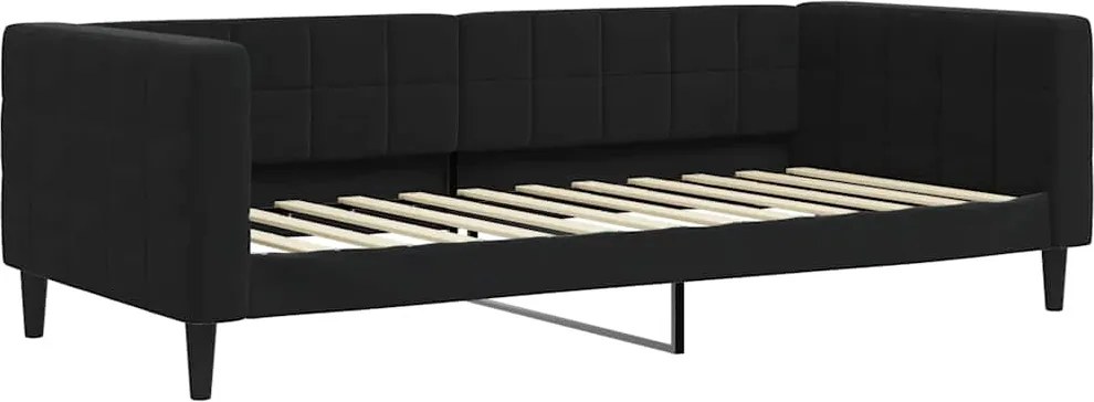 Válenda s přistýlkou a matracemi černá 90 x 200 cm samet 3196719