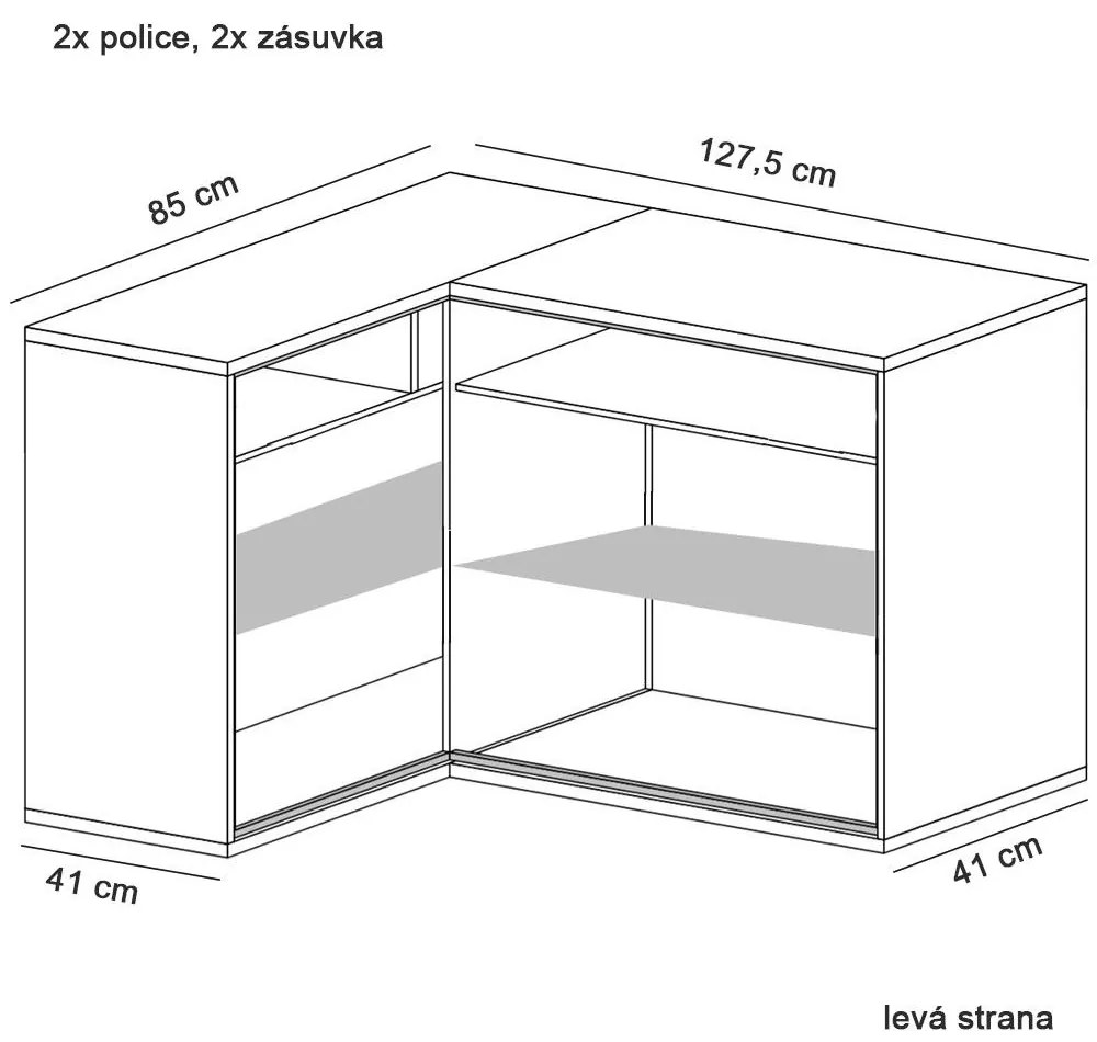 Mediolan - rohová komoda M15 LEVÁ - natural hikora