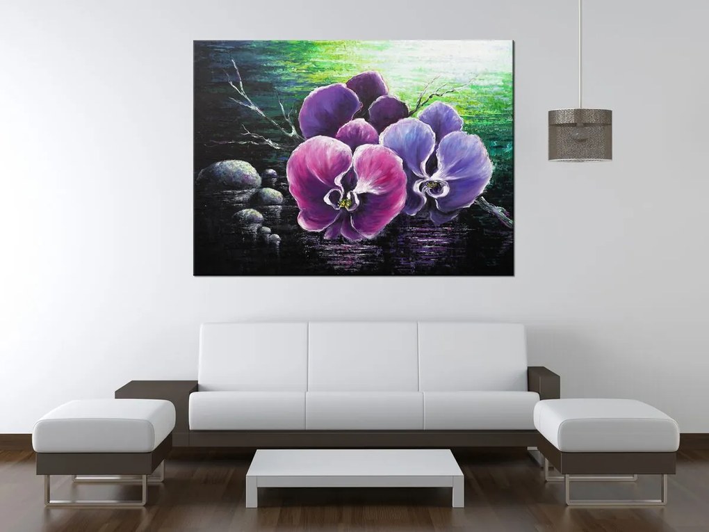 Gario Ručně malovaný obraz Orchidea u potoka Rozměry: 100 x 70 cm