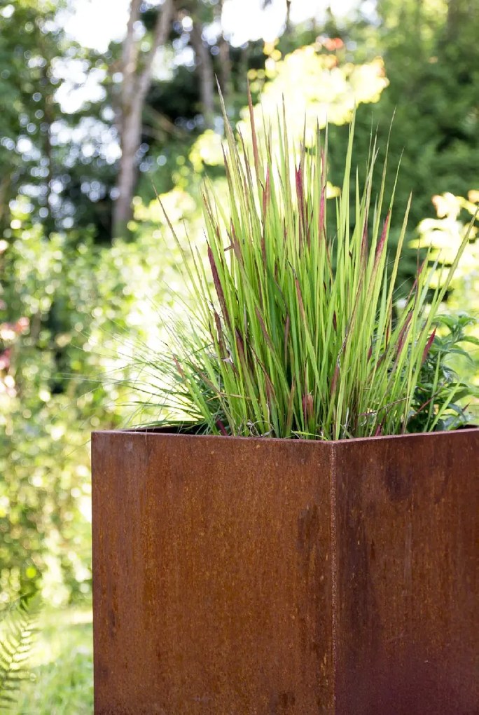 Květináč BLOCK, corten, 50x50x50 cm, hnědý