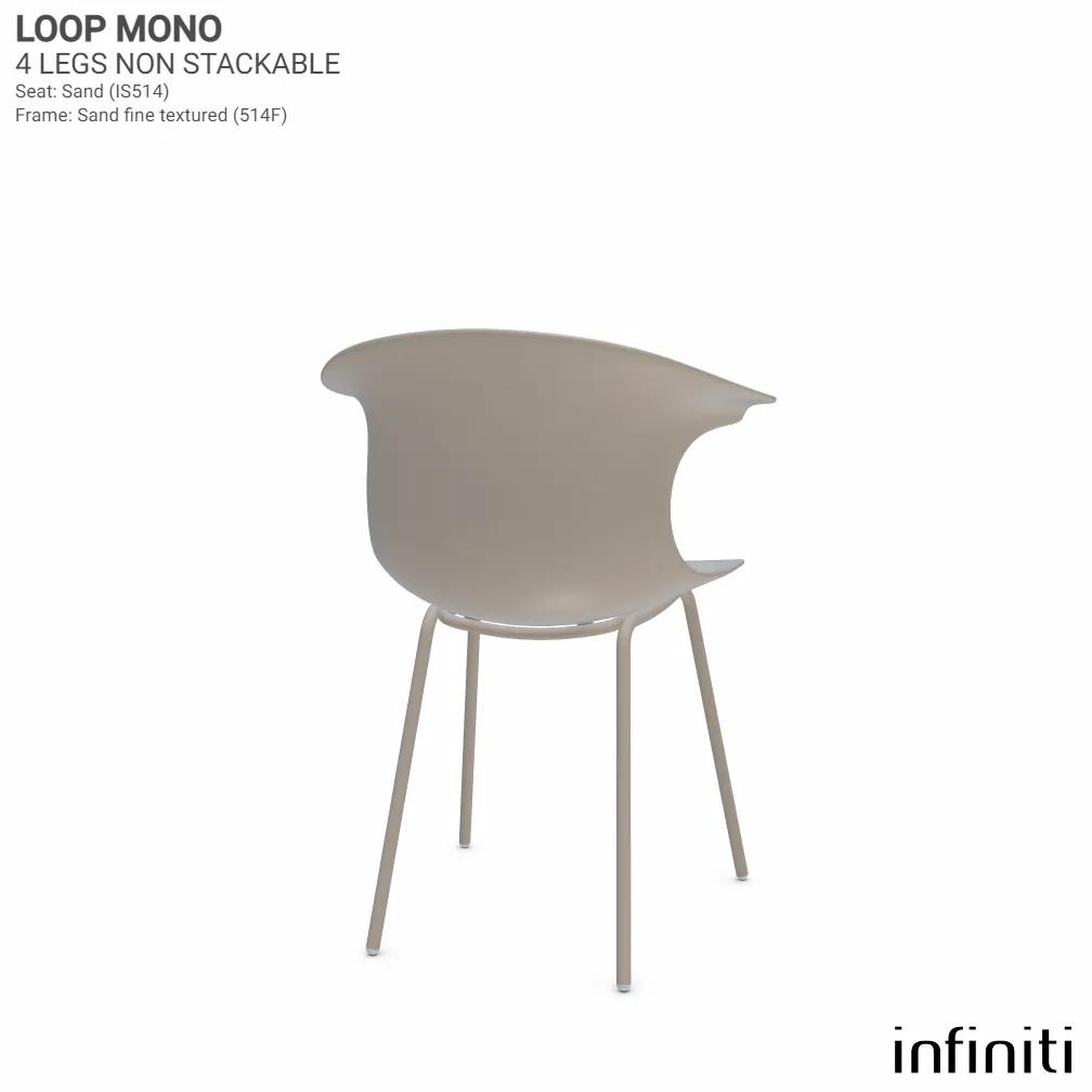 Židle Loop Mono - nestohovatelná Barva kovové konstrukce: Sand 514F, Barva sedáku a opěradla z recyklovaného plastu: Sand IS514