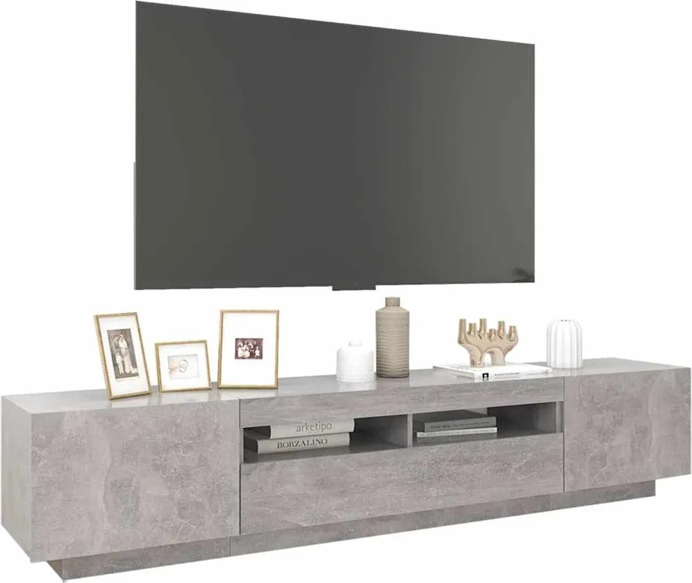 TV skříňka s LED osvětlením betonově šedá 200 x 35 x 40 cm 3081910