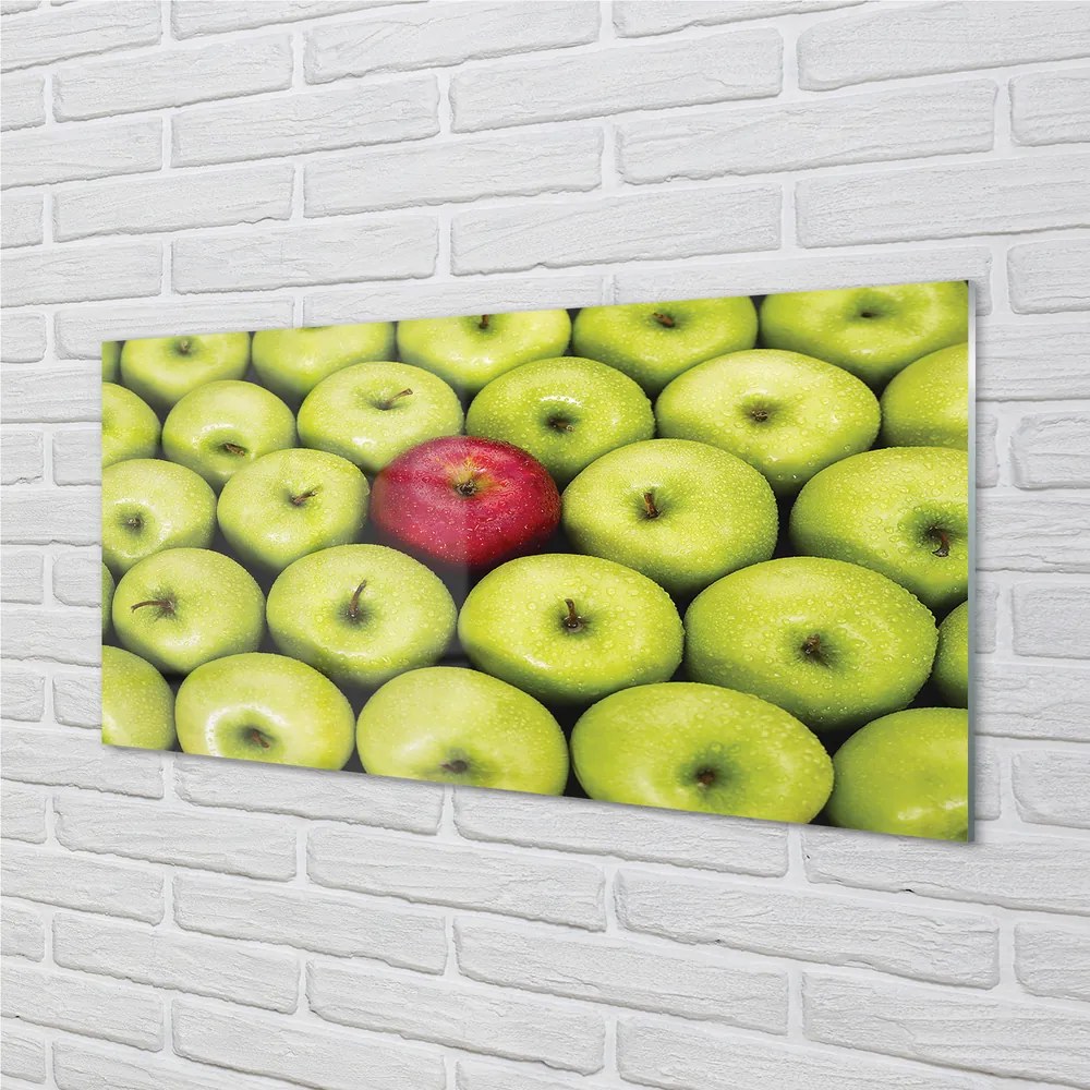 akrylový obraz Zelená a červená jablka 125x50 cm