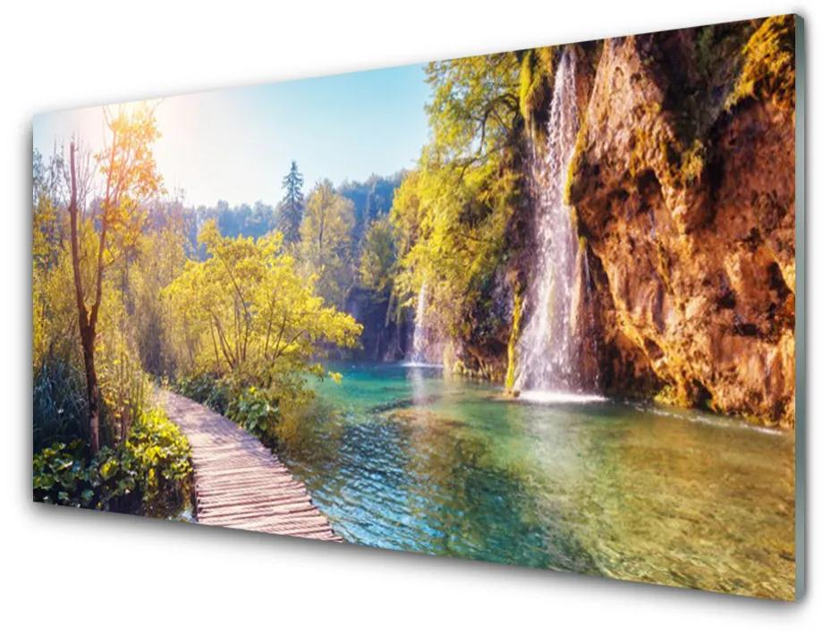 Plexisklo-obraz Jezero Krajina Vodopád 140x70 cm