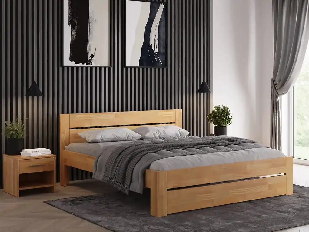 Vysoká postel z bukového dřeva 140x200 cm Bilbao | BIANO