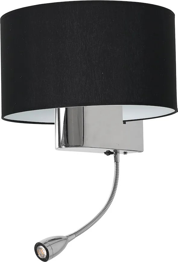 Nástěnné svítidlo Napoli, 1x černé textilní stínítko + 1xLED 1w, ch