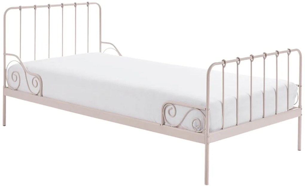 DNYMARIANNE -25% Světle růžová kovová postel Vipack Alice 90 x 200 cm