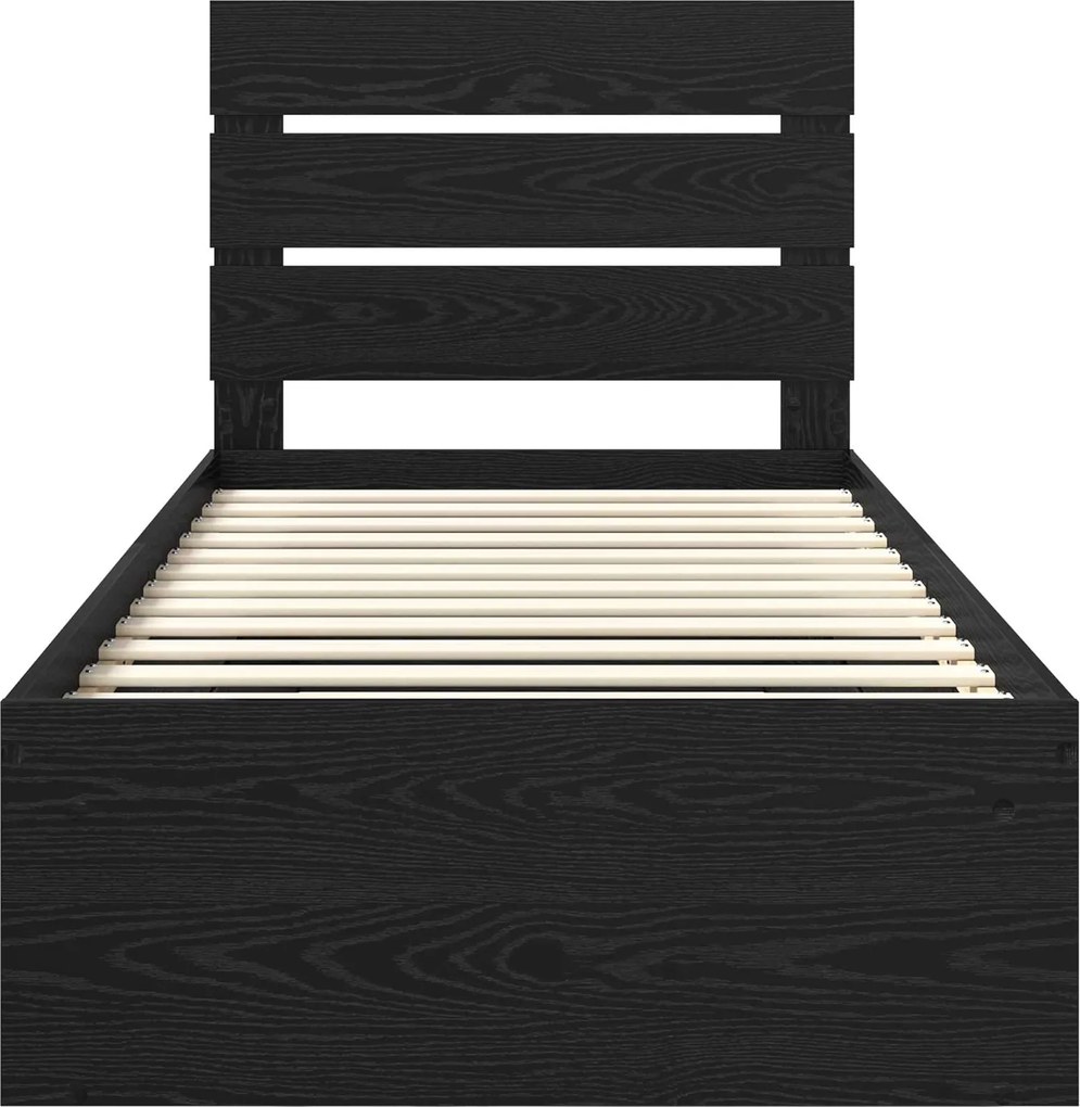 Rám postele s čelo Černá 100 x 200 cm Masivní borové dřevo 3411777
