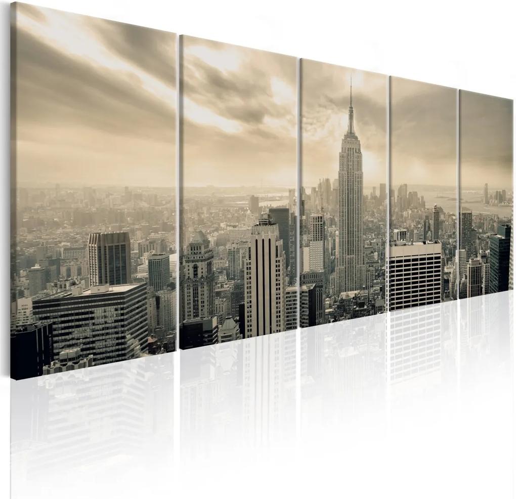 Murando DeLuxe Pětidílný obraz - béžový Manhattan  150x60 cm