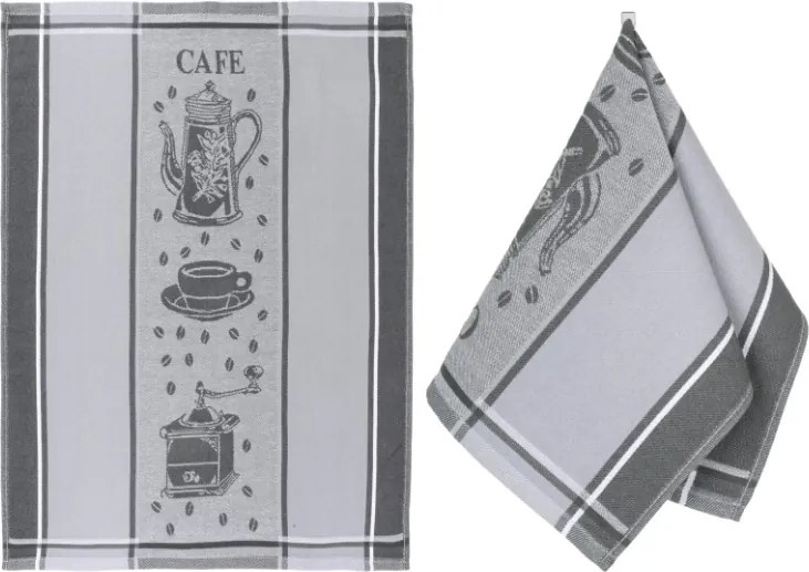 Bellatex Kuchyňská utěrka 1 ks 50x70 cm Šálek Šedá