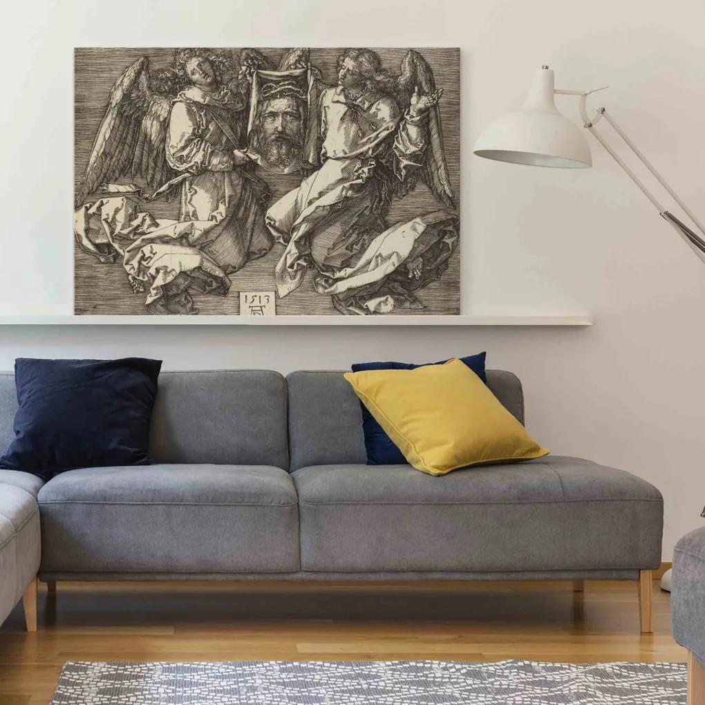 Reprodukce obrazu Veroničino plátno držené dvěma anděly
