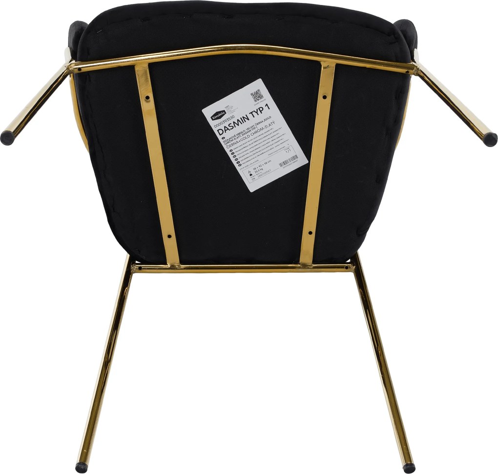 Designové jídelní křeslo, černá Velvet látka/gold chrom zlatý, DASMIN TYP 1