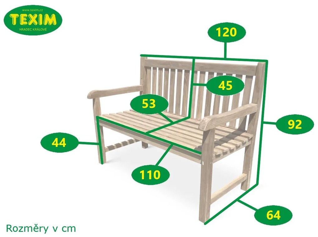 Nábytek Texim Nábytek Antonio Roma zahradní lavice teak 120 cm Počet míst: pro 2 osoby