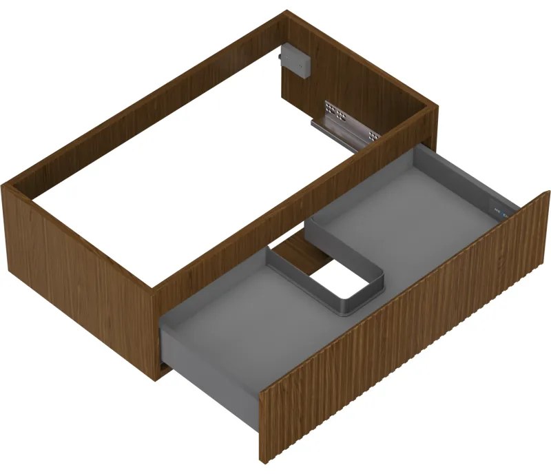 Mexen Rivel, koupelnová skříňka 80 cm, 1 zásuvka, drážkovaná, ořech, 91A20-08023-1-BF86