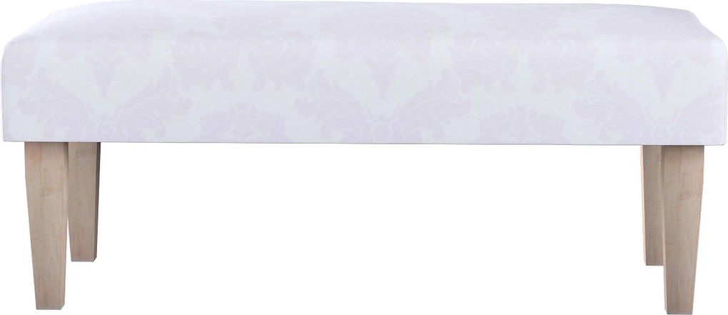 Dlouhá lavička 100x40cm barva bílá látka lesklé, pletený vzor, vzorované