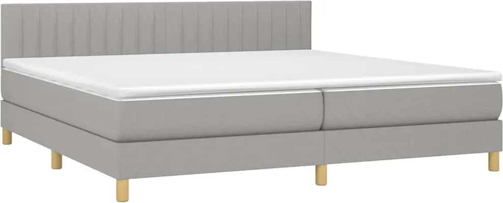 Box spring postel s matrací a LED světle šedá 200x200 cm textil 3133901