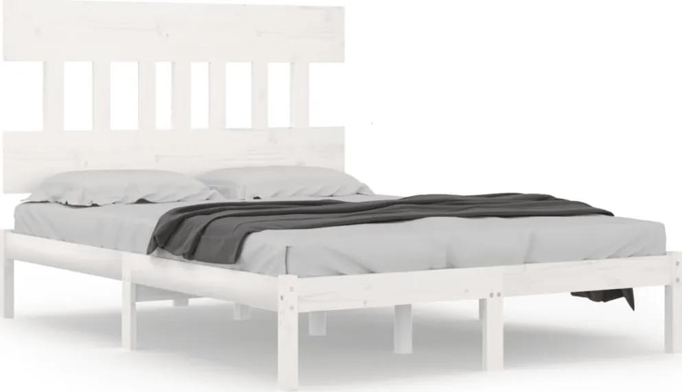 vidaXL Rám postele masivní borovice 135 x 190 cm UK Double [3104714] Barva: Bílá
