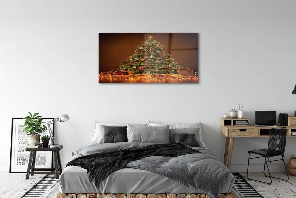 akrylový obraz Vánoční osvětlení dekorace dárky 125x50 cm