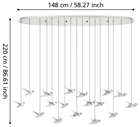 Eglo 390403 - LED Stmívatelný lustr na lanku PARATEBUENO 17xLED/3W/230V chrom