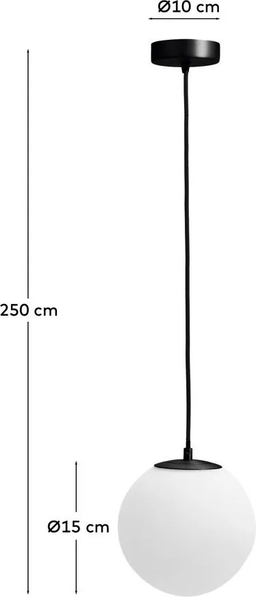 Bílé/černé kovové závěsné svítidlo se skleněným stínidlem ø 15 cm Brisia – Kave Home