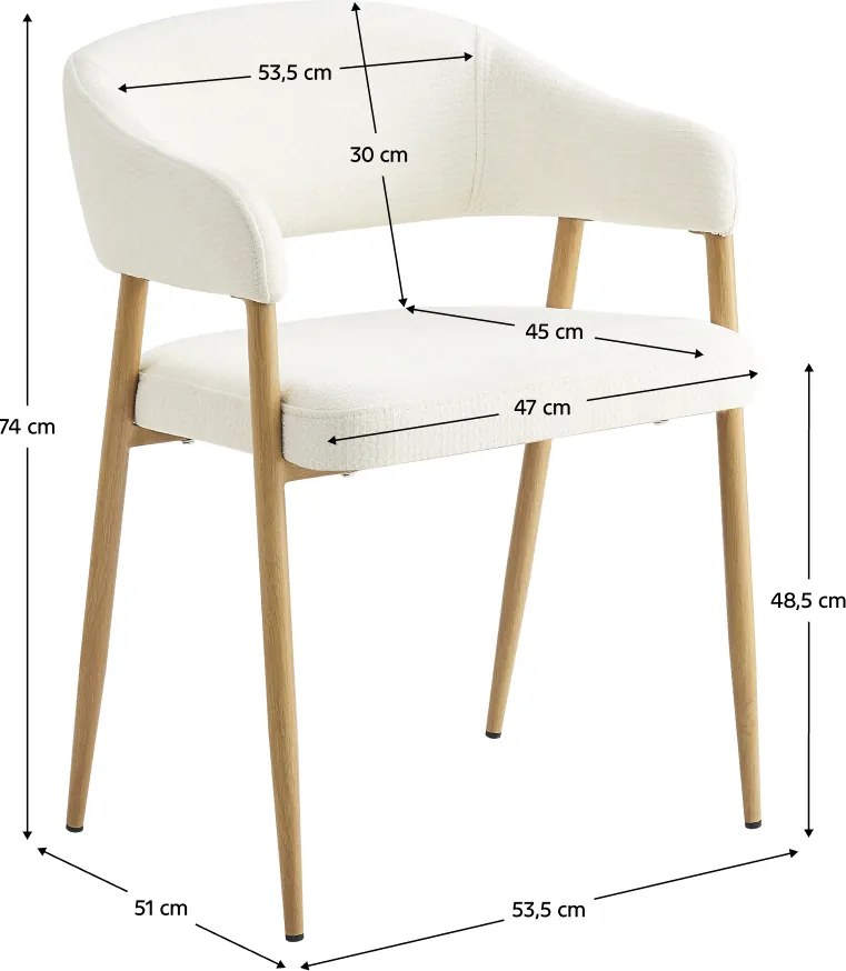 Designové jídelní křeslo, krémová/buk, NIZAR TYP 1