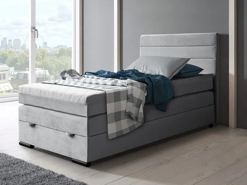 Kontinentální boxspring postel LORA 200x120, šedá (mono 244)