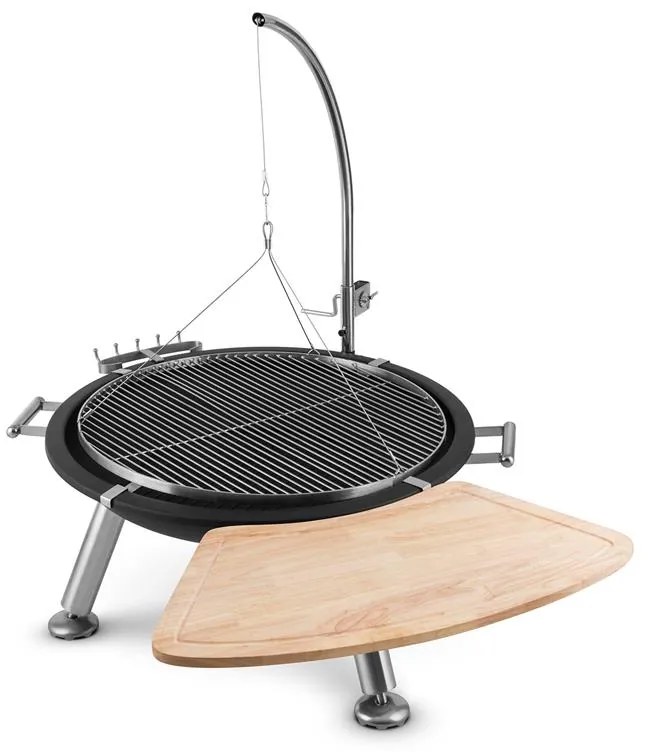 Turion, závěsný otočný gril, ohniště, Ø 80 cm, BBQ, lanový pohon, nerezová ocel