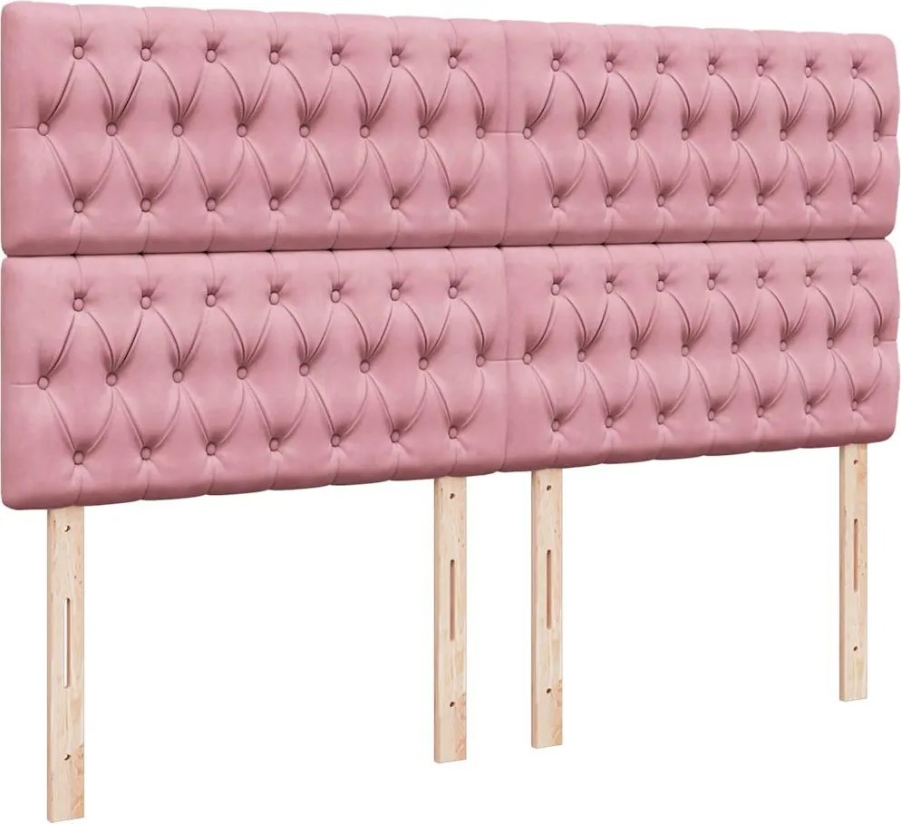 Box spring postel s matrací růžová 200x200 cm samet 3292441