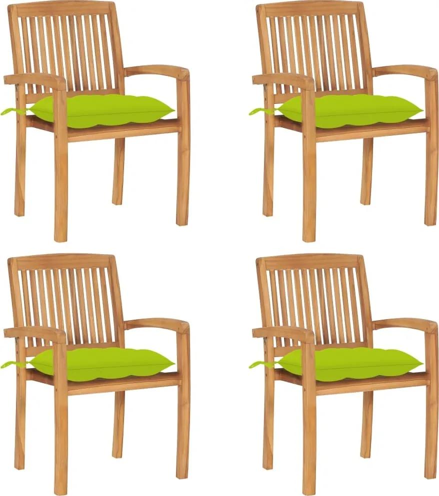 vidaXL Stohovací zahradní židle s poduškami 4 ks masivní teak [3073258] Barva: Světle modrá