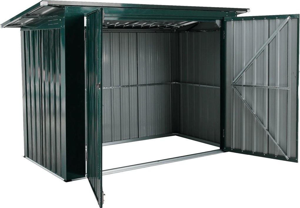 Ocelový box na dva odpadkové koše, zelená, RUBIS