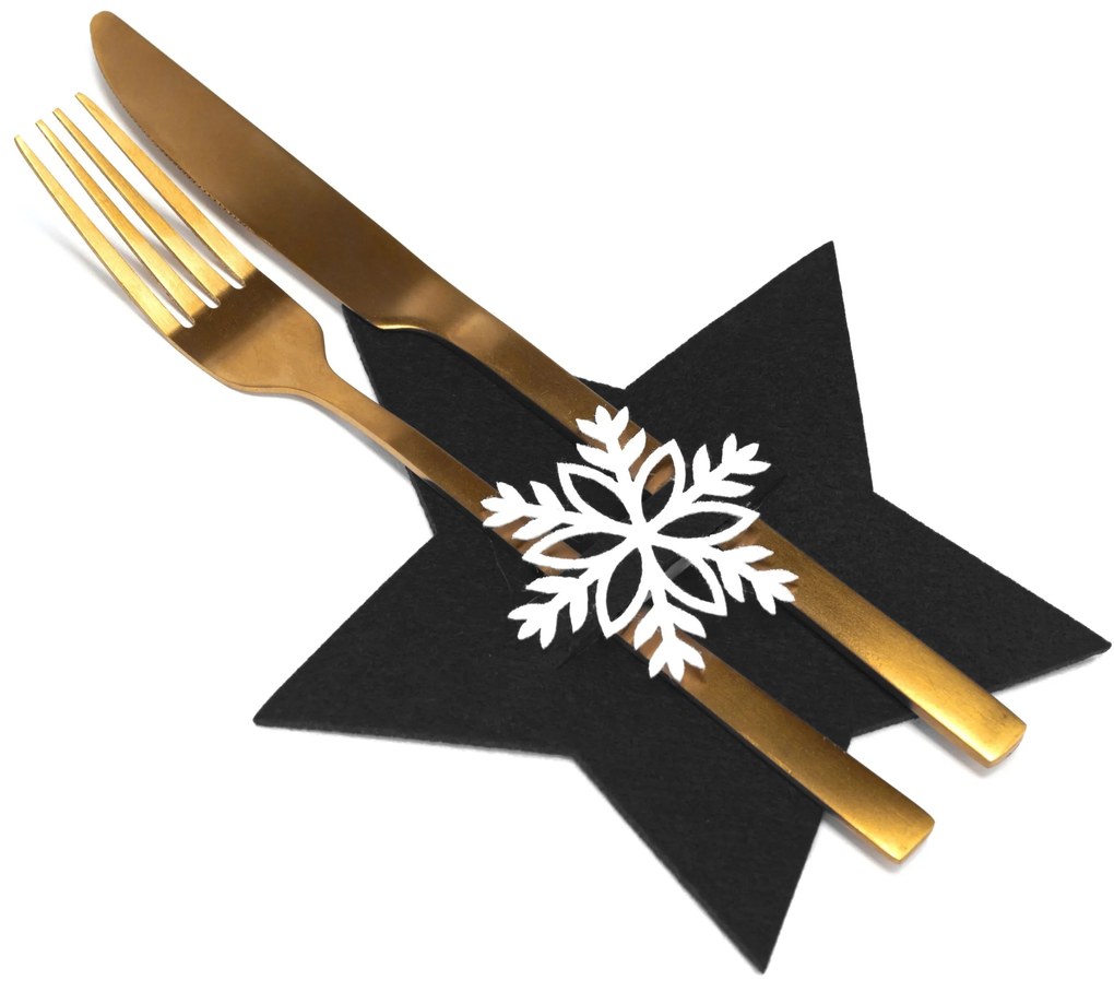 Vánoční obal na příbor Black Star 6 ks černý