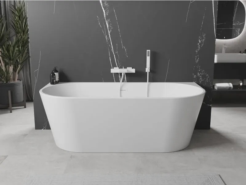 Mexen Oval volně stojící vana ke zdi 170 x 80 cm, bílá, bílý přepad - 52671708000-20