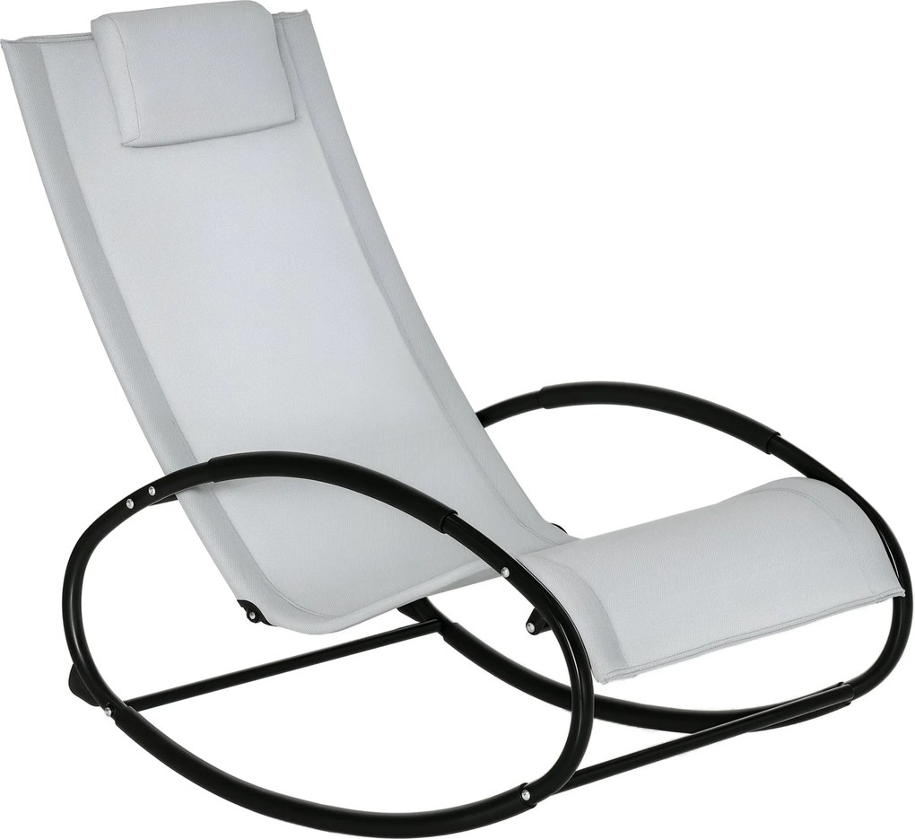 Outsunny Zahradní houpací křeslo Zero Gravity, ergonomická zahradní relaxační židle s prodyšnou textilií a polstrováním pro vnitřní i venkovní použití