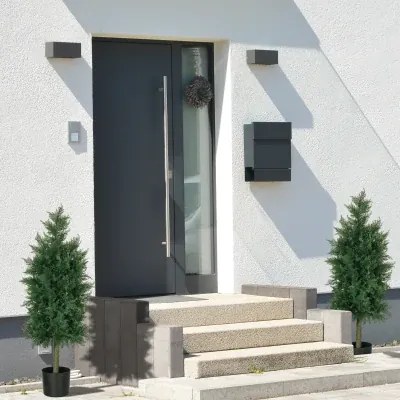 HOMCOM sada 2 umělých cedrů v květináči, výška 90 cm, jehličnan, 38L x 12,5B x 90V cm